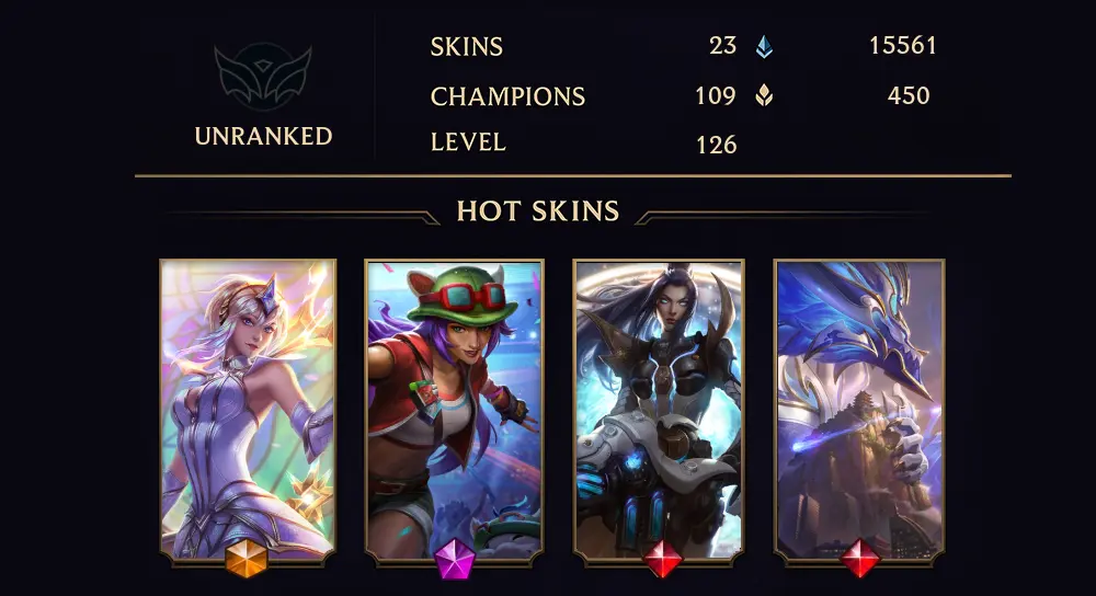 League of Legends UNRANKED - 126 LVL - 23 SKIN Account | Rutaku | Mejor ...